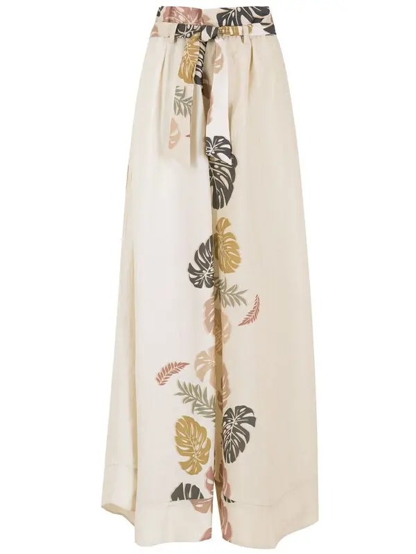 AMIR SLAMA Palm Leaf Print Flared Trousers