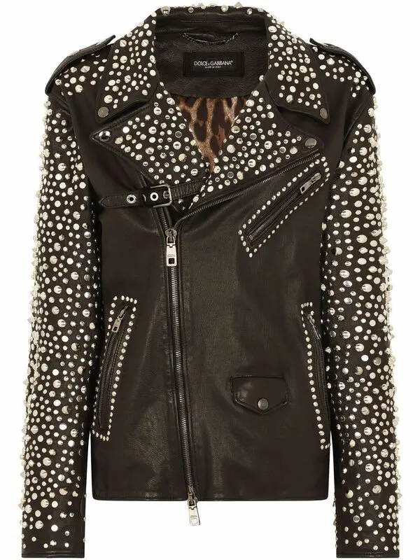 Dolce & Gabbana Studded Leather Biker Jacket