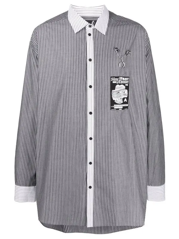 Fred Perry X Raf Simons X Raf Simons Stripe Patch Oversized Shirt 