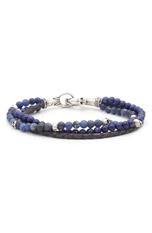 John Varvatos Sterling Silver Skull Bracelet - Blue