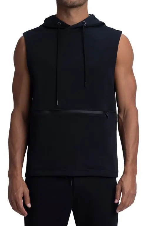 Bugatchi Comfort Sleeveless Hoodie - Black