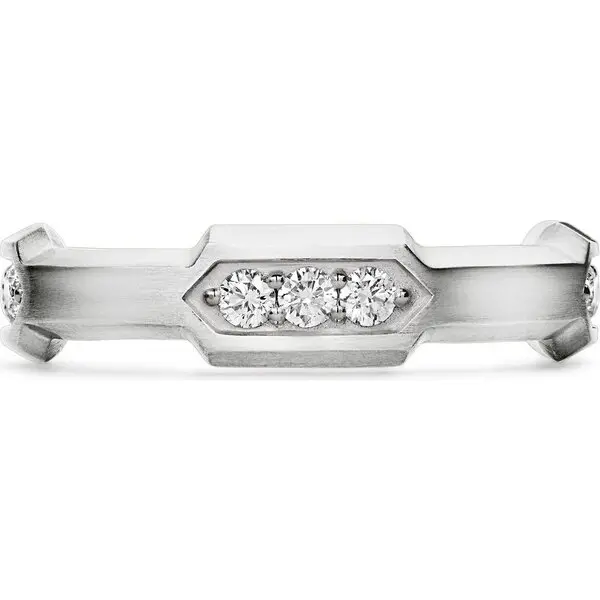 David Yurman 6mm Hex Pavé Station Band Ring - Sterling Silver