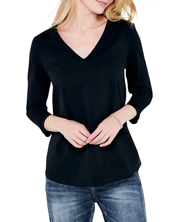 NIC+ZOE Roll V Tee - Black Onyx