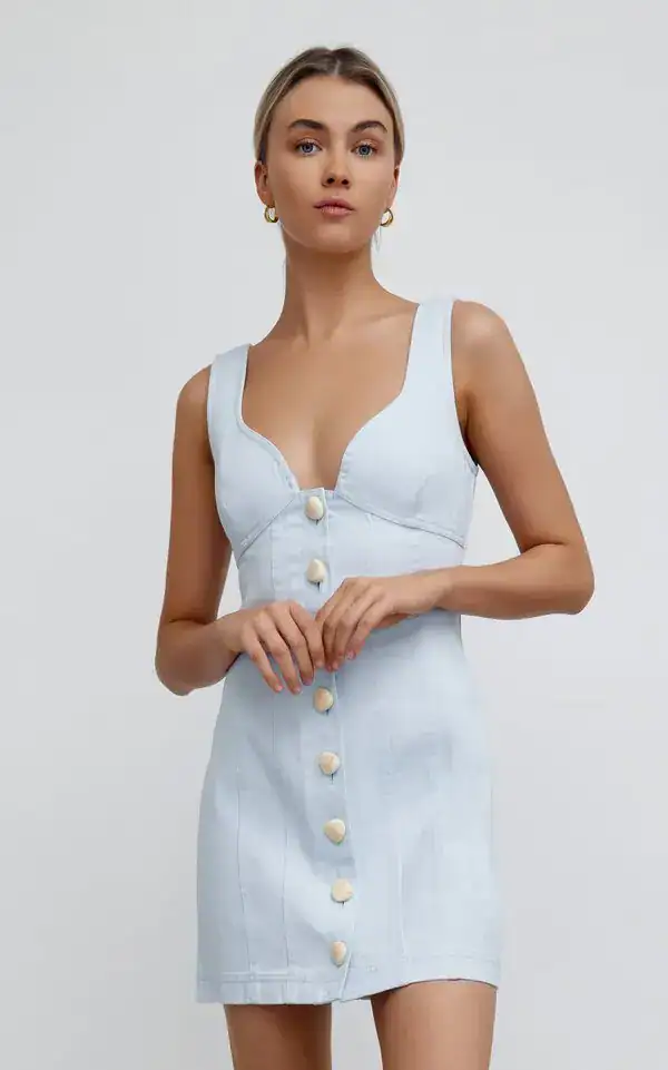 neutral blue dress Lucha Smocked Top Maxi Dress main image 0