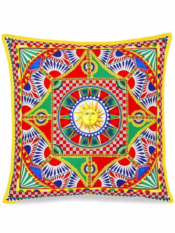Dolce & Gabbana Medium Carretto-print Square Canvas Cushion