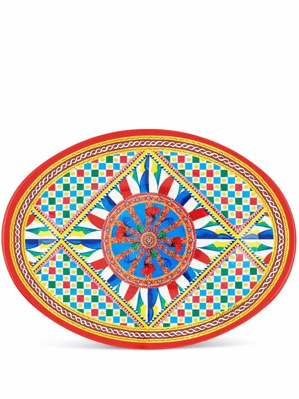 Dolce & Gabbana Carretto-print Wood Tray