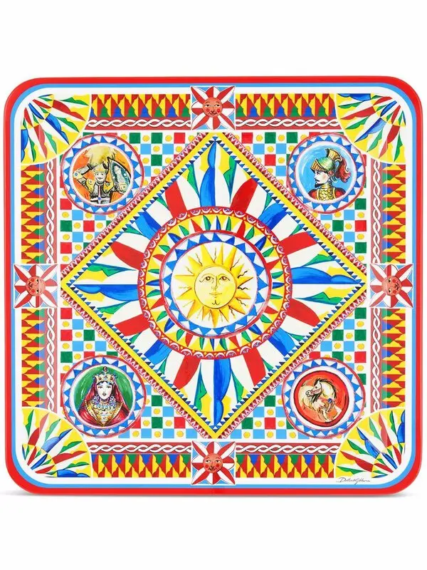 Dolce & Gabbana Large Carretto-print Wood Tray