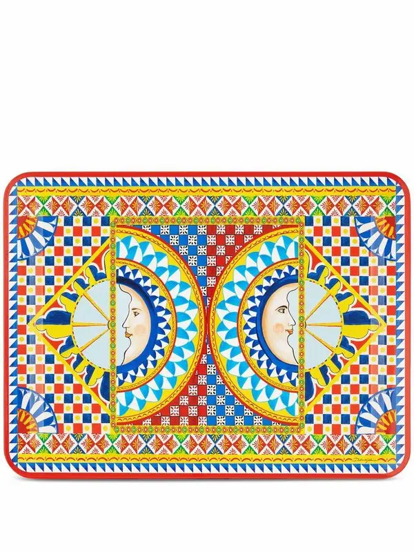 Dolce & Gabbana Large Carretto-print Wood Tray