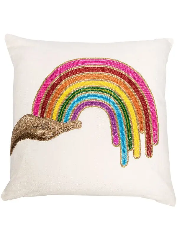 Jonathan Adler Rainbow Hand Beaded Pillow