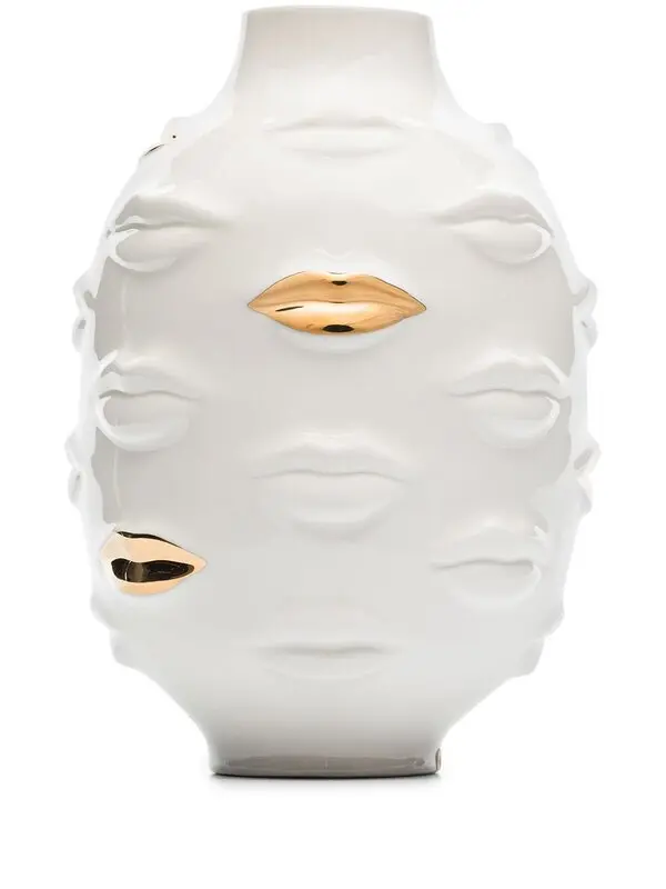 Jonathan Adler Gilded Gala Porcelain Vase - White