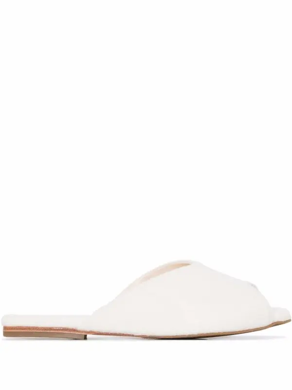 DEIJI STUDIOS Open-toe Wool Slippers - Neutrals