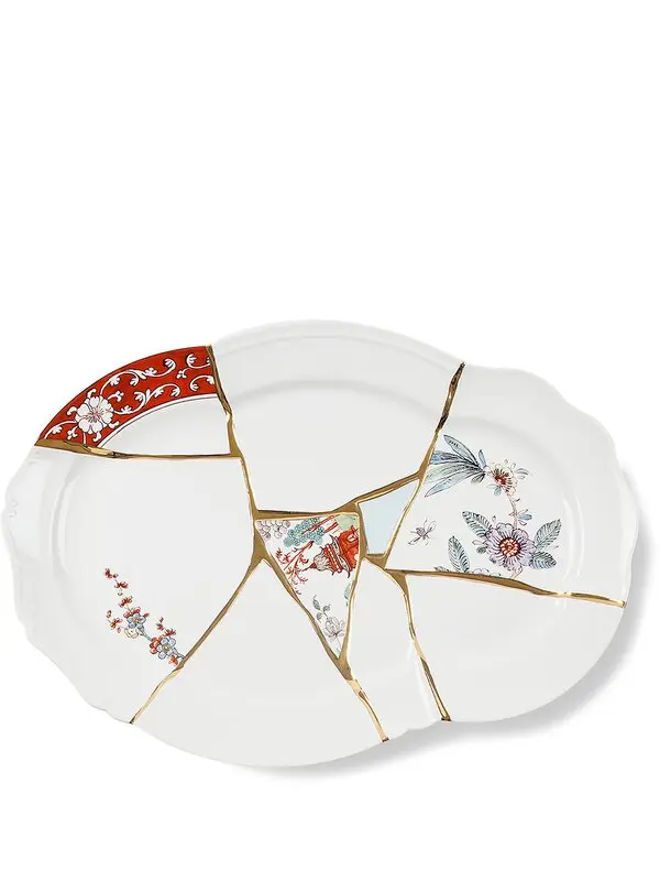 SELETTI Kintsugi Porcelain Tray - White