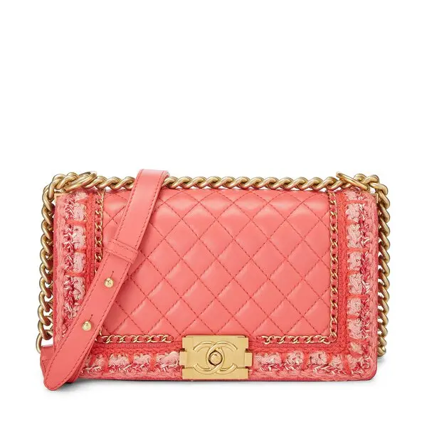 WHAT GOES AROUND COMES AROUND Chanel Pink Lambskin Boy Medium - Pink ...