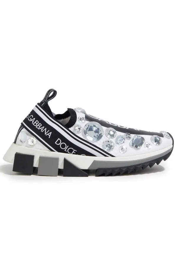 Dolce & Gabbana Sorrento Embellished Logo Slip-On Knit Sneakers Dolce & Gabbana Sorrento Crystal-embellished Knit Sneakers  main image 4