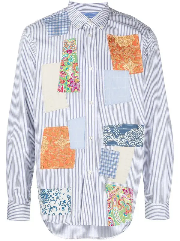Junya Watanabe Button-down Patchwork Cotton Shirt