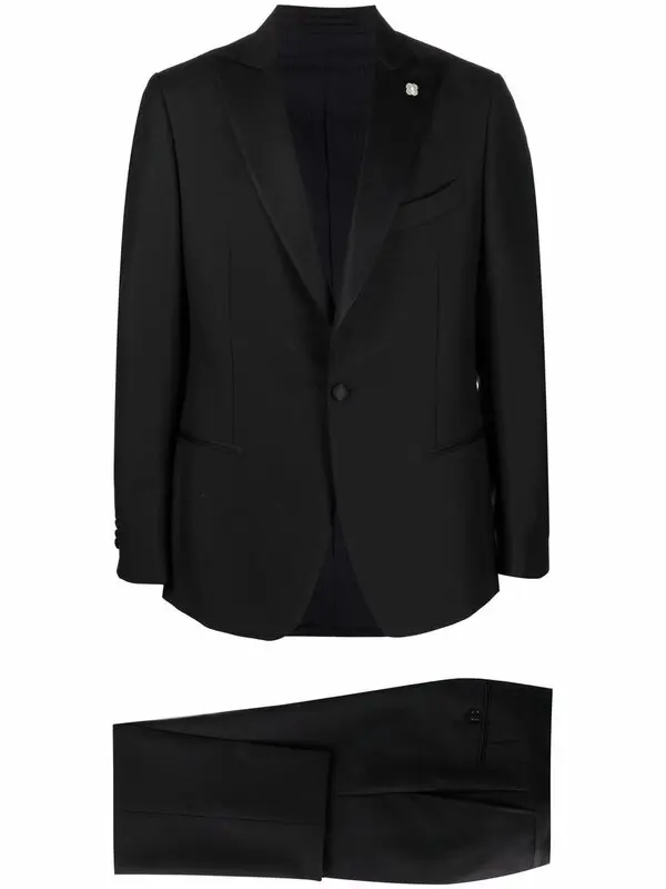 LARDINI Logo-lapel Single-breasted Suit