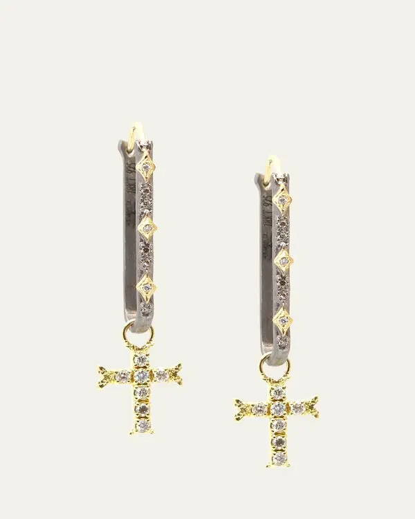 Armenta Old World 18k Yellow Gold And Sterling Silver Diamond Paperclip Earrings