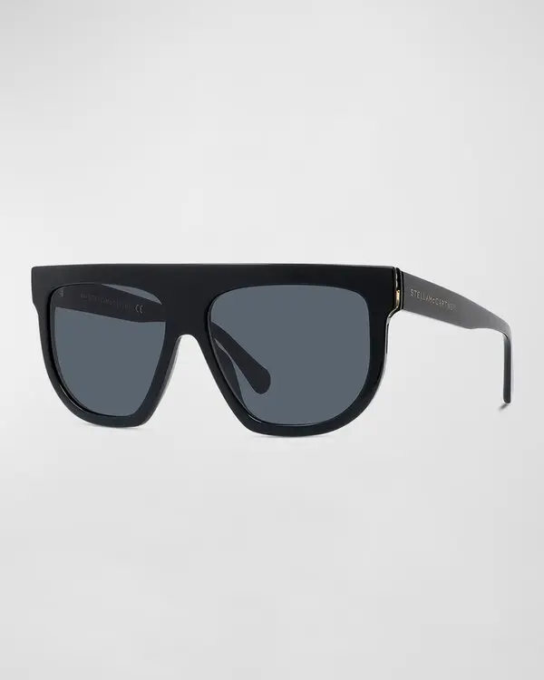 Stella McCartney Bio-acetate Aviator Sunglasses With Chain - Shiny Black
