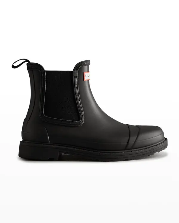 Hunter Commando Short Rubber Chelsea Boots - Black | Editorialist