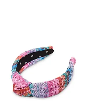 Lele Sadoughi Multicolored Rainbow Raffia Straw Knot Headband Beachy Dopamine Orange Multi Terry Cloth Headband | LELE SADOUGHI DESIGNS  main image 3