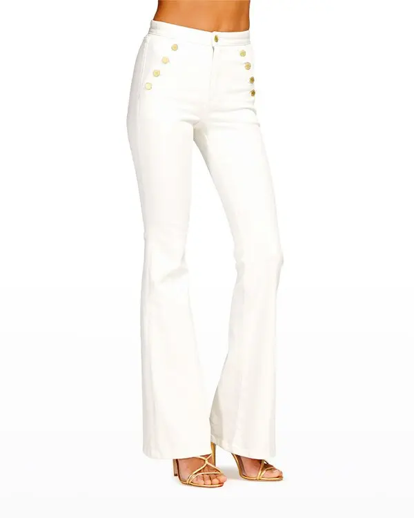 Ramy Brook Helena Sailor-button Straight Leg Jeans - White