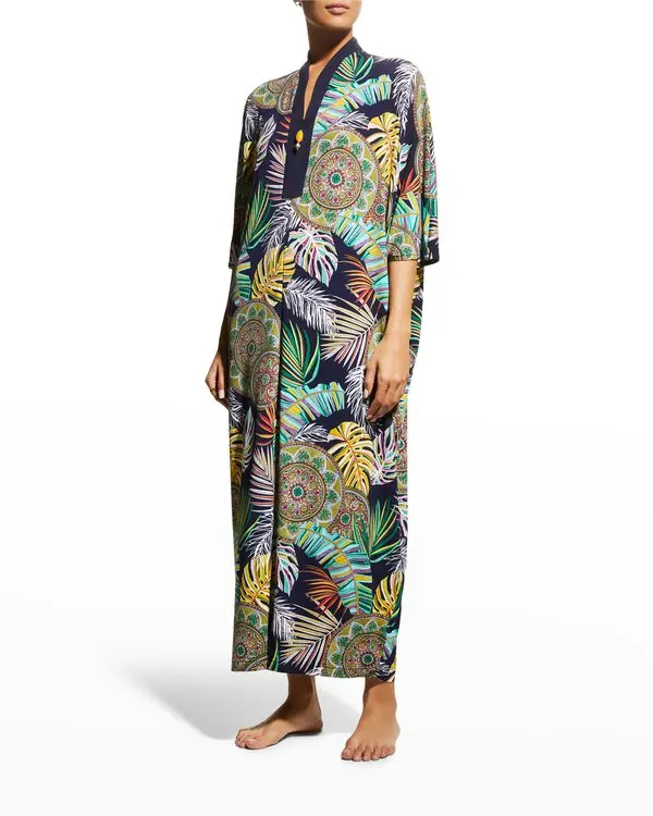 Buy Diamond Tea Gown Printed Zip-front Caftan - Medallion At 51% Off | Editorialist