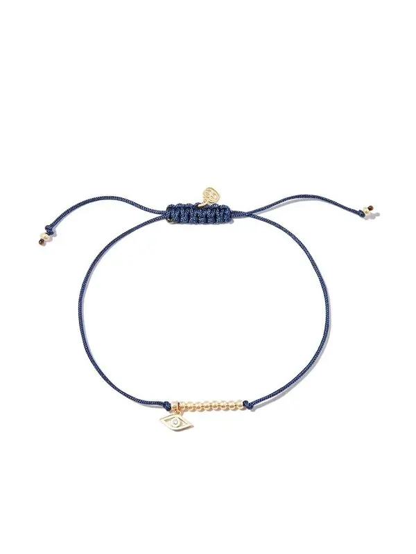 SYDNEY EVAN 14kt Yellow Evil Eye Diamond Cord Bracelet - Gold