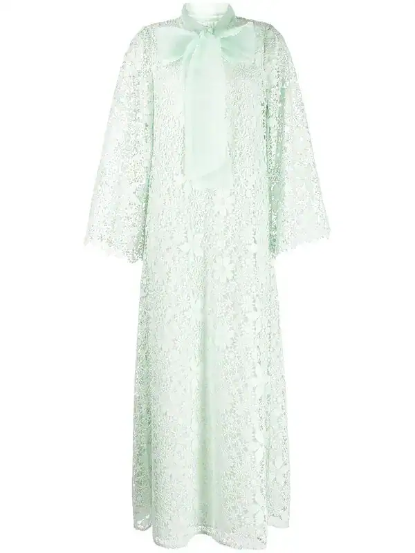 Self-Portrait Guipure Floral Lace Maxi Dress In Green - 45% Off |  Editorialist