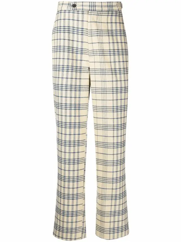 BODE Checked Straight-leg Trousers - Yellow