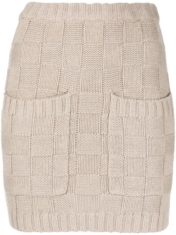 Staud Check-pattern Knitted Skirt