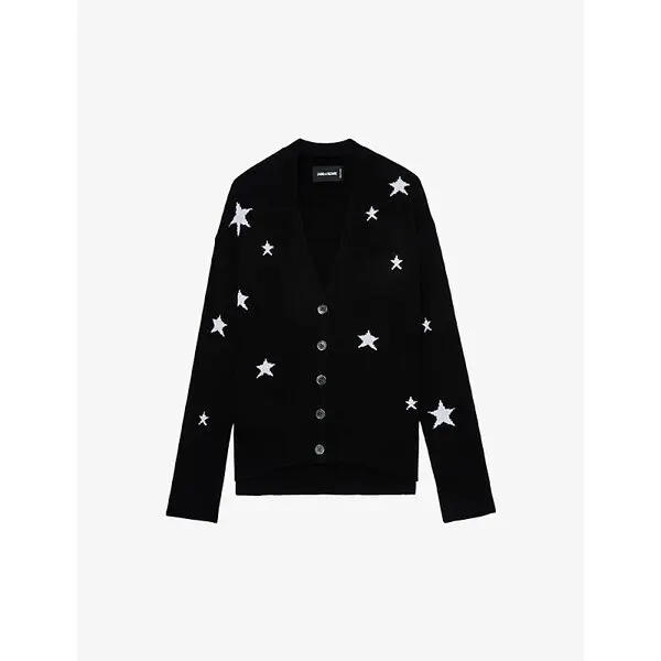 Zadig&Voltaire Mirka Star-pattern Cashmere Cardigan - Noir