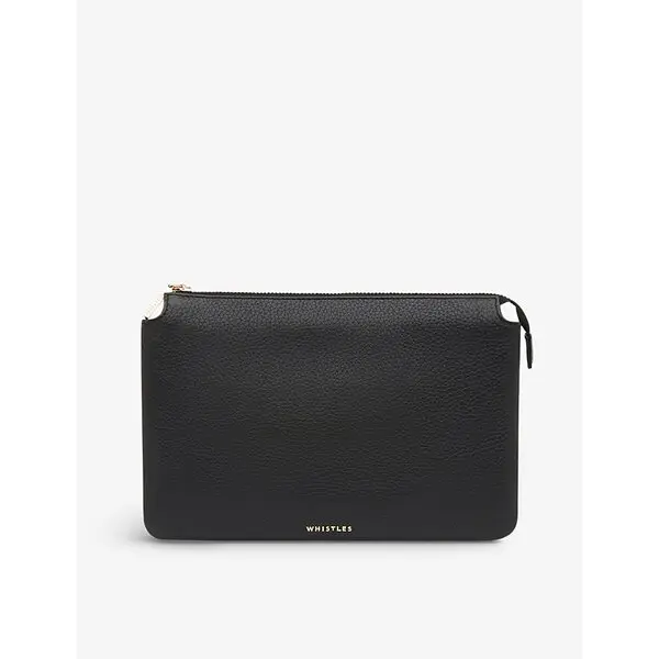 Whistles Elita Leather Clutch - Black