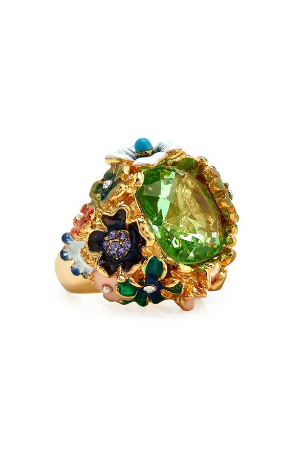 KENNETH JAY LANE Garden Party Flower Adjustable Ring - Green