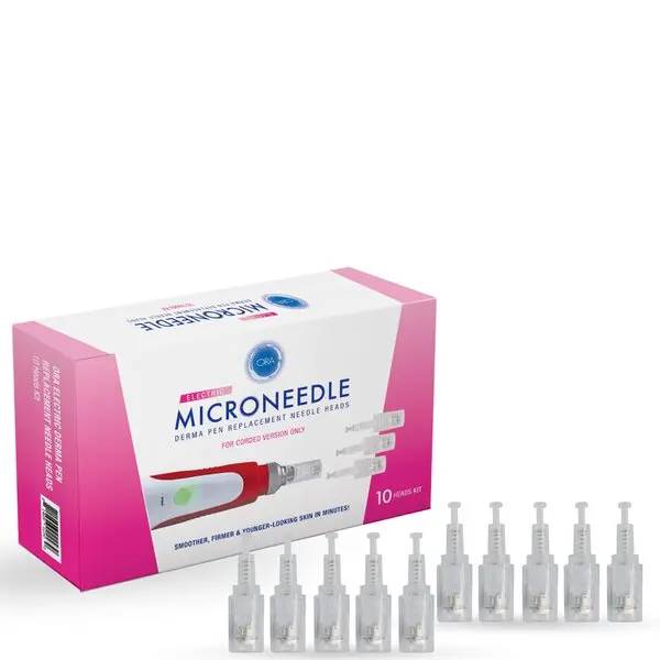 BEAUTY ORA Ora Electric Microneedle Roller Derma Pen Replacement Heads10 Heads Kit 10 Piece