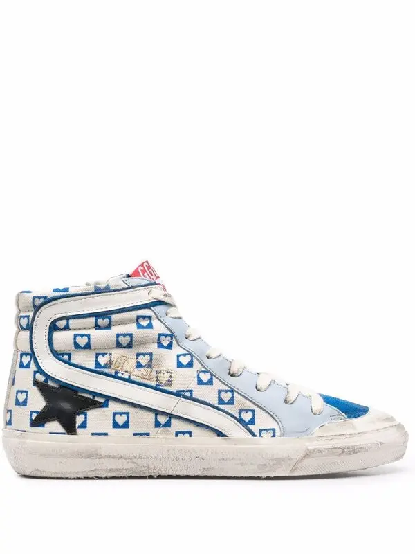 Golden Goose Super-Star Heart-Print Sneakers White Editorialist - Main Image