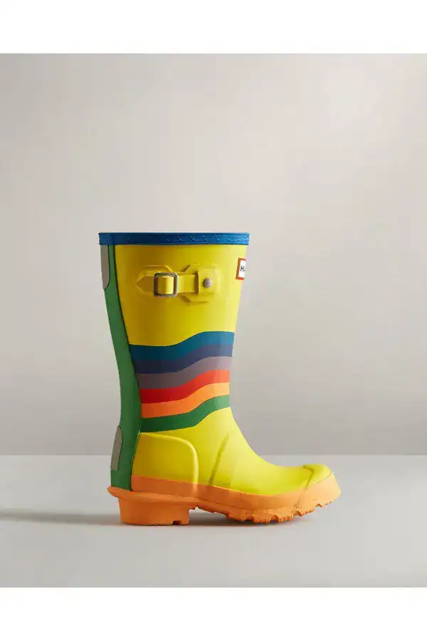 Hunter Big Kids Wiggle Rainbow Rain Boots Red Editorialist