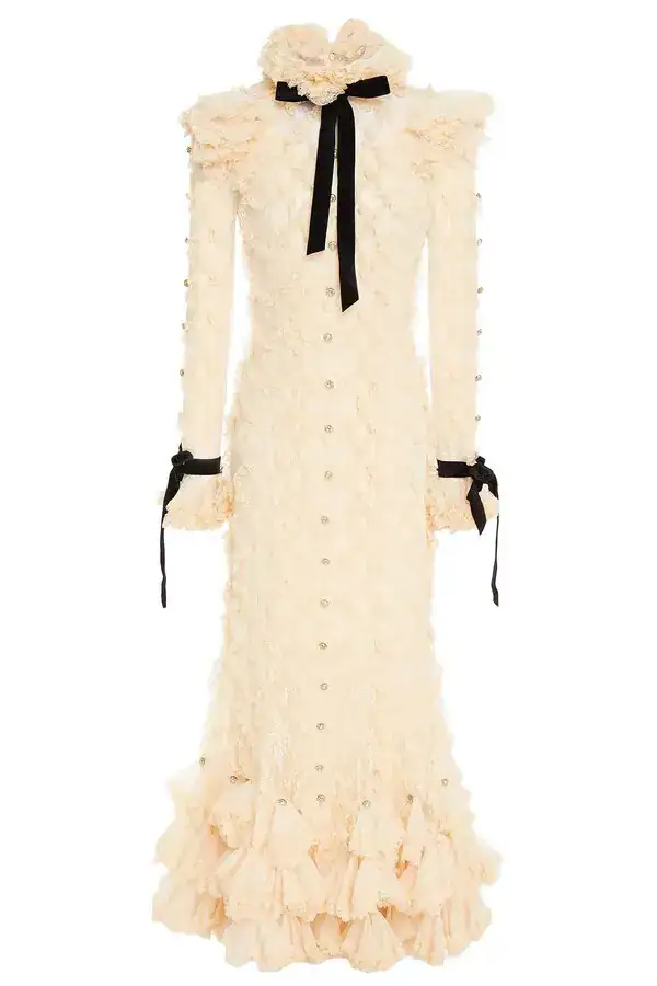 Zimmermann Lucky Tulle-Paneled Embellished Lace Midi Dress Size In Cream -  68% Off | Editorialist