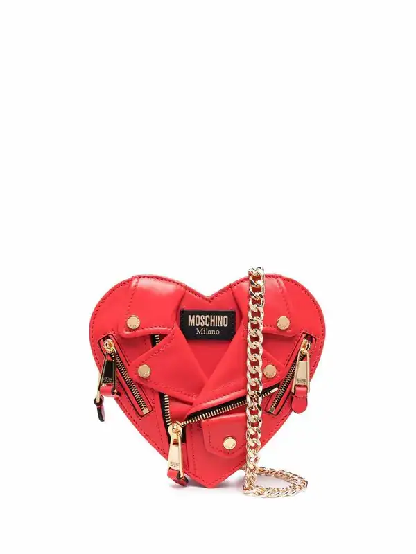 Moschino Heart-Shape Moto Shoulder Bag In Red - 50% Off  display picture 1
