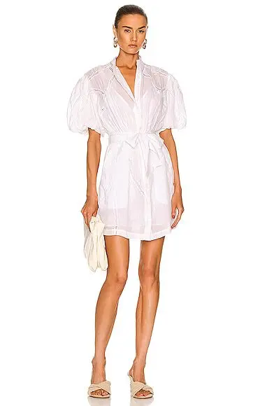 frame inset lace puff sleeve dress Frame Women's Inset Lace Puff Sleeve Minidress - Black
