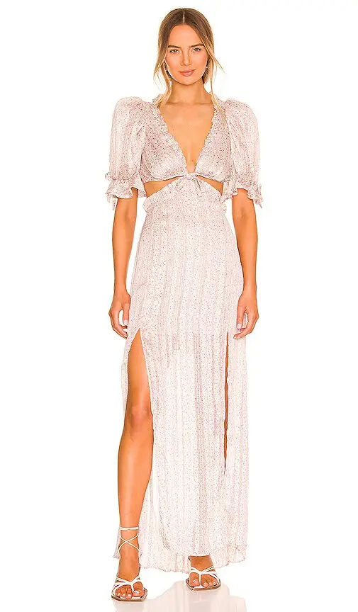For Love & Lemons Colleen Maxi Dress In Ivory - 10% Off | Editorialist