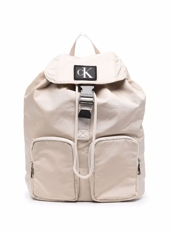 Calvin Klein City Flap Logo Patch Backpack - Neutrals  display picture 1