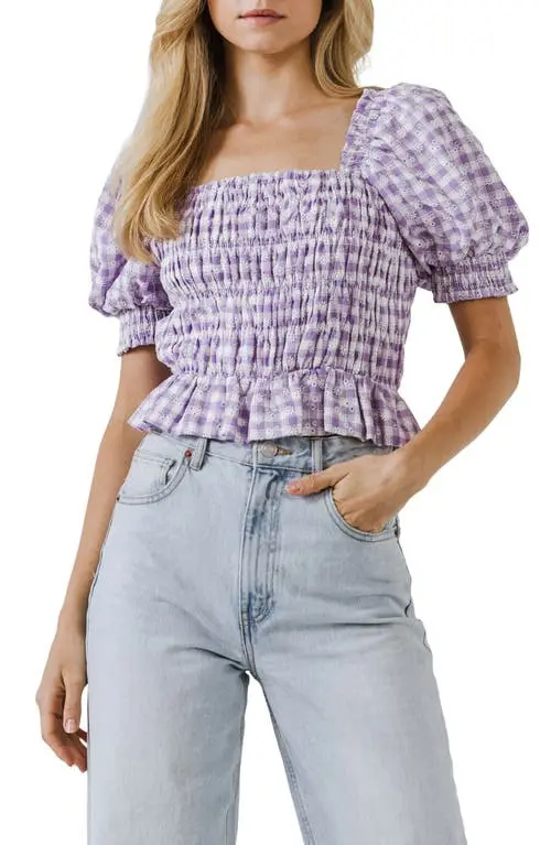 English Factory Embroidered Smocked Top
