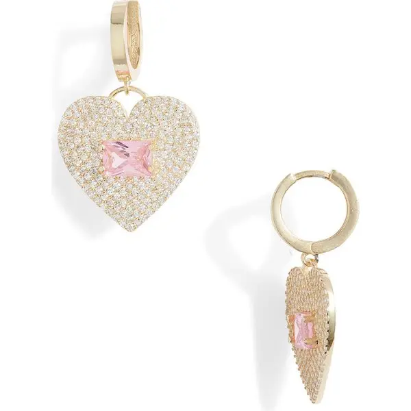 SHYMI Pavé Heart Huggie Hoop Drop Earrings
