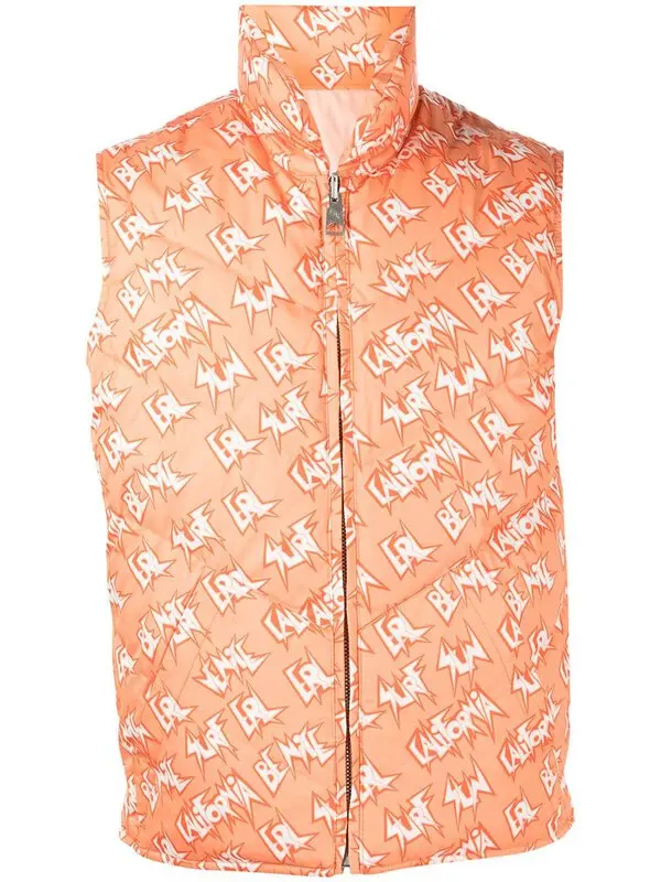 ERL Reversible Logo-print Padded Gilet - Orange