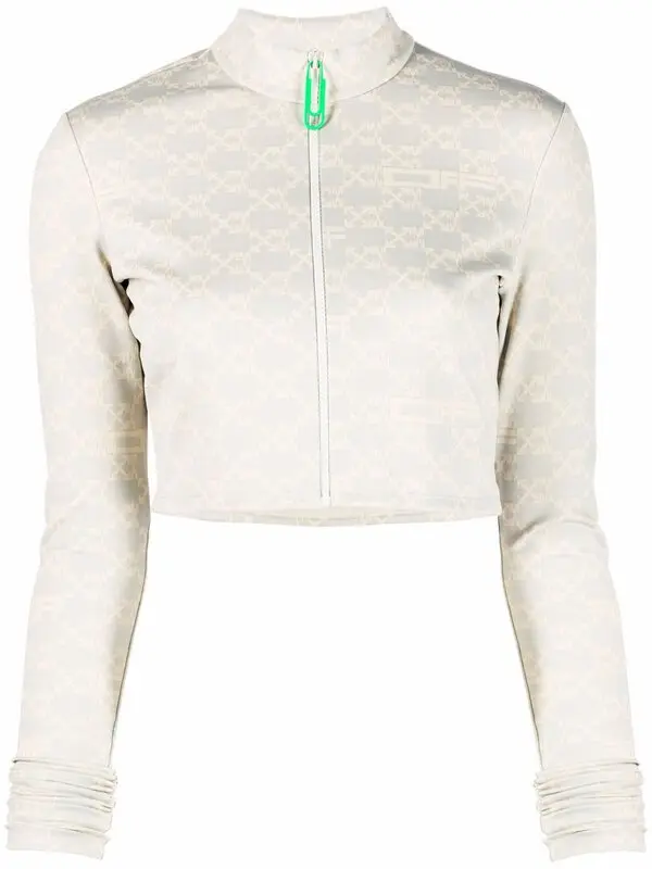 Off-White Monogram Front-Zip Track Jacket In Green 61% Off