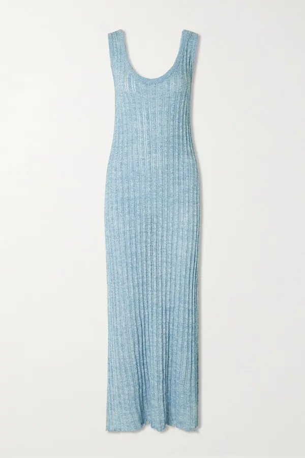 Holzweiler Trail Ribbed Cotton-Blend Maxi Dress In Blue - 60% Off |  Editorialist