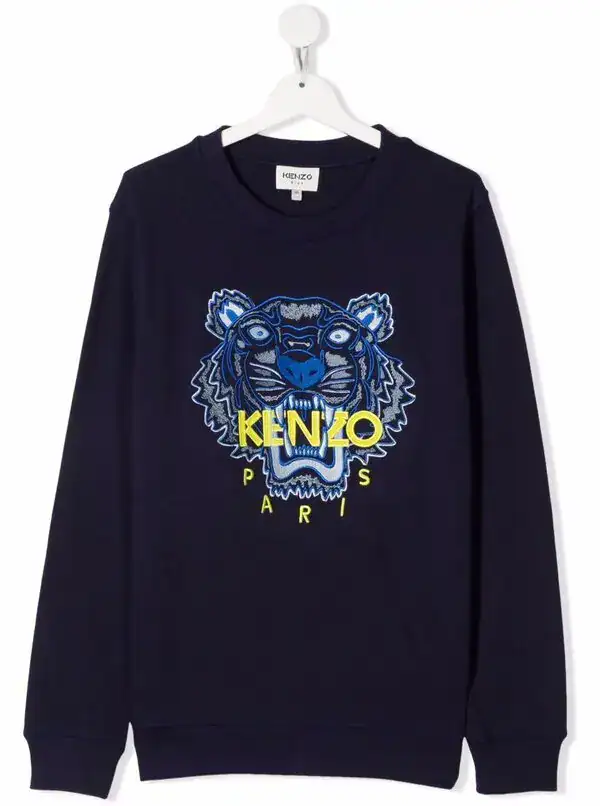 Kenzo Kenzo Boy E Cotton Sweatshirt With Tiger Head Logo - Blu ...