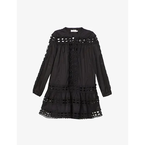Devotion Ithaki Lace-Embroidered Cotton Mini Dress - Black | Editorialist