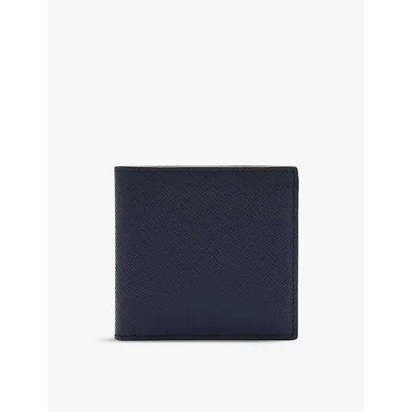 Smythson Panama Grained Leather Wallet - Navy
