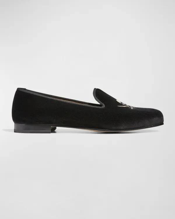 Stubbs & Wootton Jolly Roger Skull Embroidered Slippers